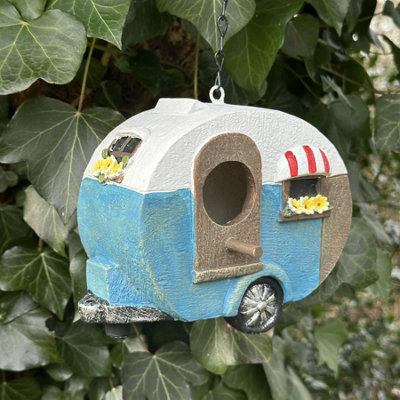 Novelty Caravan shaped Bird House Nest Box Garden Bird Lover Gift
