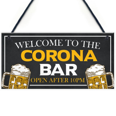 Novelty CORONA BAR Sign Open After 10 Home Bar Pub Garden Sign Home Decor