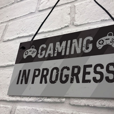 Novelty Gaming In Progress Sign For Boys Bedroom Man Cave Gamer Gift ...