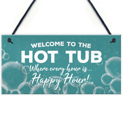 Novelty Hot Tub Sign Hanging Garden Sign Sign Gift For Family New Home ...
