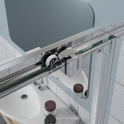 NRG Square Shower Enclosure Corner Entry Sliding Door Easy Clean Glass ...