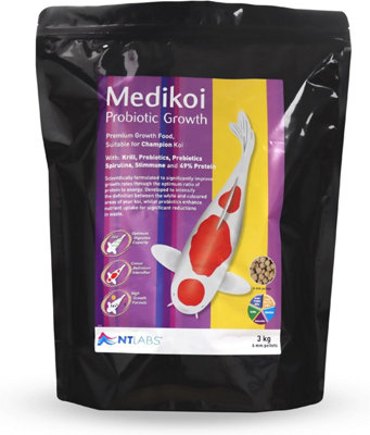 NT LABS MEDIKOI PROBIOTIC GROWTH PELLET FOOD GARDEN KOI FISH POND 6mm 3kg