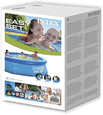 NTEX 10FT EASY SET PADDLING SWIMMING POOL C/W 10 FT SOLAR COVER LARGE ...