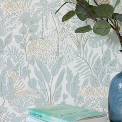 Nu Wallpaper Maynard Blue Self Adhesive Wallpaper 5.49m(L) 52.07cm(W)