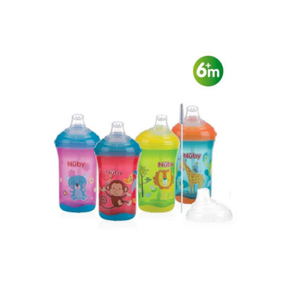 Nuby First Baby Drinking Cup - 300ml Weighted Straw Beaker for 6 ...