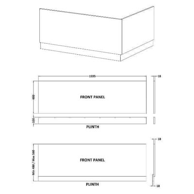 Nuie 1800mm Bath Front Panel Shower Bath Front Panel With Plinth