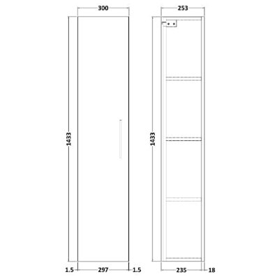 Nuie 300mm Tall Unit (1 Door),Nuie Arno 1 Door Wall Hung Tall Storage ...