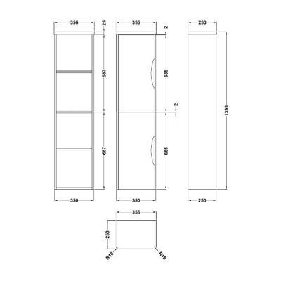 Nuie 350mm WH Tall Unit,Nuie Parade 2 Door Wall Hung Tall Storage Unit ...