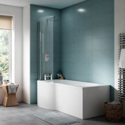Nuie 700mm P Shaped Bath End Panel in High Gloss White Acrylic