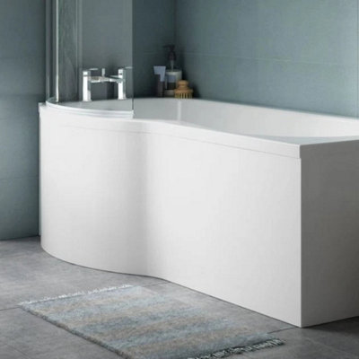Nuie Bath Front Panel P Shaped Shower Bath Modern Panel White Finish
