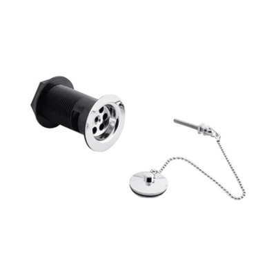 Nuie E395 Chrome Slotted Basin Waste & Plug with Chain - Polished ...
