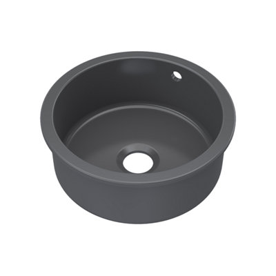 Nuie Inset Round Single Bowl Kitchen Sink with Overflow & Central Waste ...