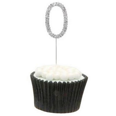 Number 0 Diamante Cake Topper Silver (One Size) | DIY at B&Q
