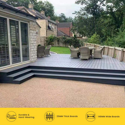 Nustone Composite Decking, Deep Embossed Woodgrain Boards - 20 Teak ...