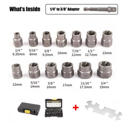 Nut Removal Tool Set Stud Bolt Impact Twist Socket Extractor