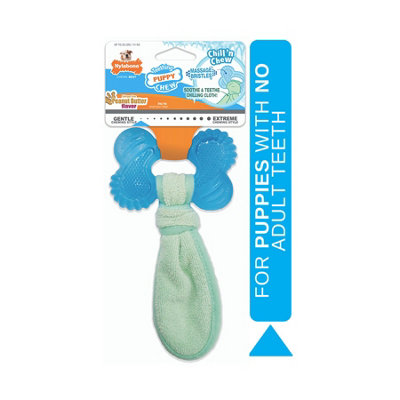 Nylabone Puppy Freezer Bone With Washcloth Peanut Butter