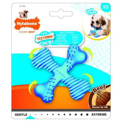 Nylabone Puppy Teething Chew Textured Crossbone Beef XSml