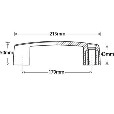 Nylon bridge handle - 179mm hole centre, bolts from above