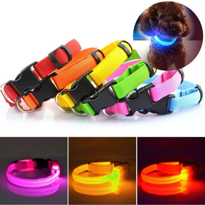 Nylon LED Dog Pet Collar Flashing Luminous Safety Light Up Battery ...