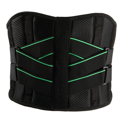 Nylon Lower Back Support Belt for Lower Back Pain Relief Black & Green