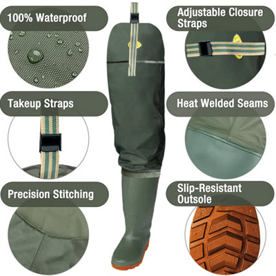 Nylon Thigh Long Boots Waterproof Fly & Coarse Fishing Waders for Muck ...