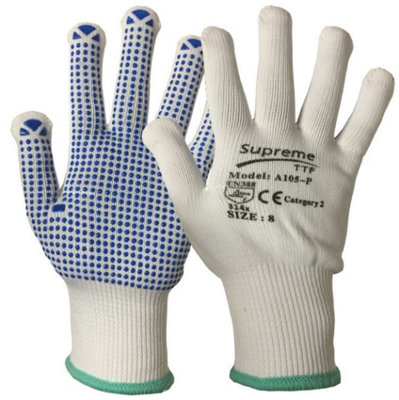 Nylon Work Gloves 20 Pairs Picker Packer PVC POLKA DOT PICK & GO Safety ...