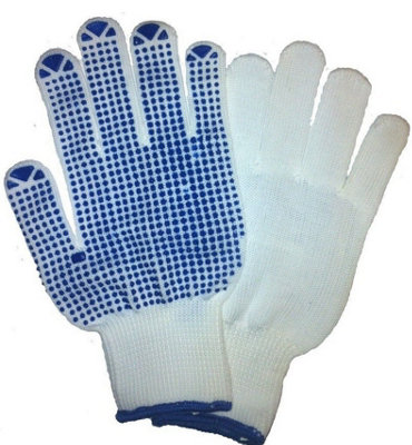 Nylon Work Gloves 20 Pairs Picker Packer PVC POLKA DOT PICK & GO Safety ...