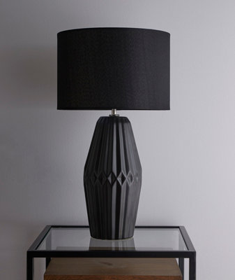 Nyon 54cm Black Ceramic Table Lamp With Matching Black shade | DIY at B&Q