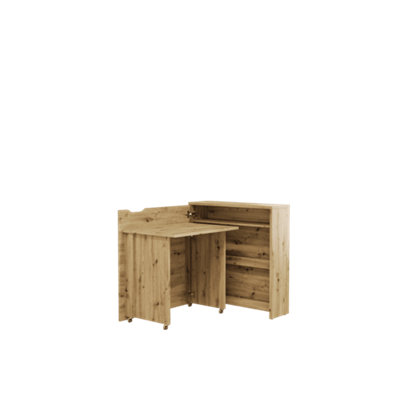 Oak Artisan Slim Convertible Desk 90cm - Space-Saving, Hidden Workstation