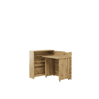 Oak Artisan Slim Convertible Desk 90cm - Space-Saving, Hidden Workstation