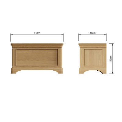 Oak Bedroom Storage Chest Box Natural Lacquered Finish