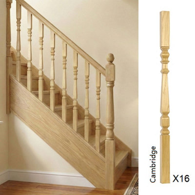 Oak Cambridge Square Spindle 41mm x 41mm x 900mm - 16 Pack UK ...