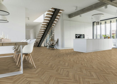 Oak Chevron Effect Vinyl Flooring 8m x 4m (32m2)