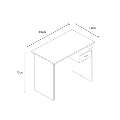 Oak Effect Office Computer Desk with One Open Side Shelf and One Drawer
