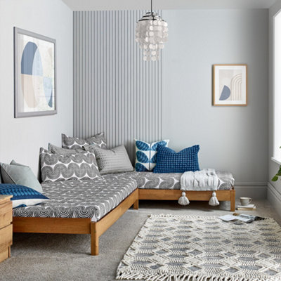 Oak Finish Wooden Stacking Single Bed Frame