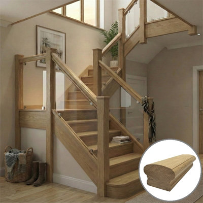 Oak Handrail Duke 3.6m - No Groove UK Manufactured Traditional Products Ltd