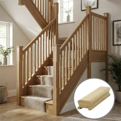Oak Handrail LHR 2.4m - 32mm Groove For Spindles UK Manufactured ...