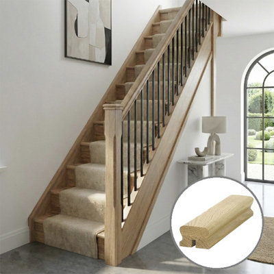 Oak Handrail LHR 3.6m - 13mm Groove For Square Metal Spindles UK ...