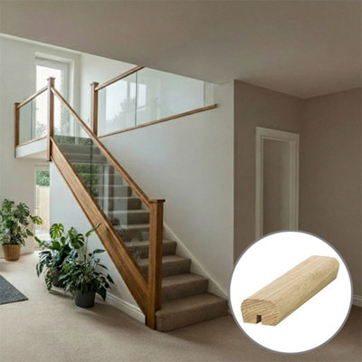 Oak Handrail Modern 2.4m - 10mm Groove For Glass Panels UK Manufactured ...
