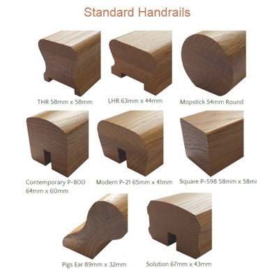 Oak Handrail Modern 2.4m - 13mm Groove For Square Metal Spindles UK ...