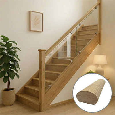 Oak Handrail Oval 2.4m - No Groove UK Manufactured Traditional Products Ltd