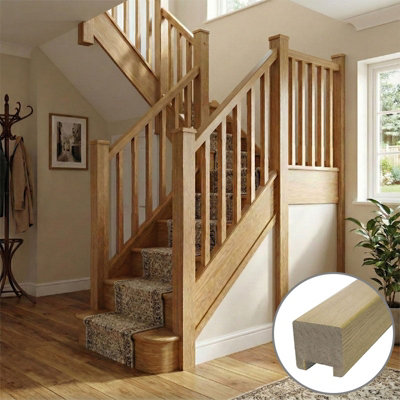 Oak Handrail Square 4.2m - 41mm Groove For Stair Spindles UK ...