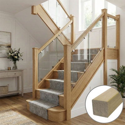 Oak Handrail Square 4.2m - No Groove UK Manufactured Traditional ...