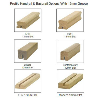 Oak Handrail THR 3.6m - 13mm Groove For Square Metal Spindles UK ...