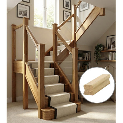 Oak Handrail THR 3.6m - No Groove UK Manufactured Traditional Products Ltd