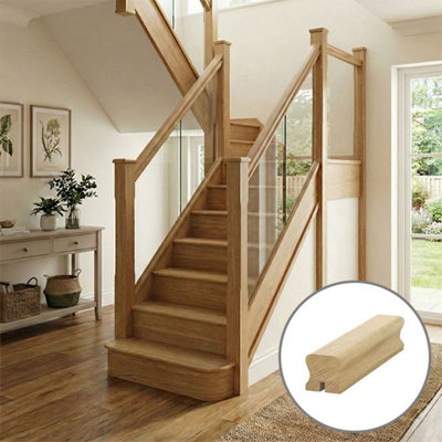 Oak Handrail THR 4.2m - 8mm Groove For Glass Panels UK Manufactured ...