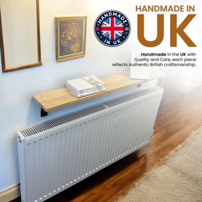 Oak Radiator Shelf 15cm Deep Handmade Solid Board with Steel Brackets ...