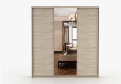 Oak Sonoma Sliding Mirrored Wardrobe POLA 203cm - Natural Textures Meet ...