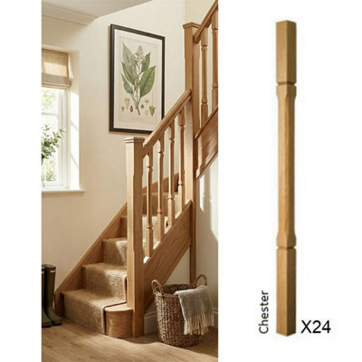 Oak Spindle Chester 41mm x 41mm x 900mm - 24 Pack UK Manufactured ...