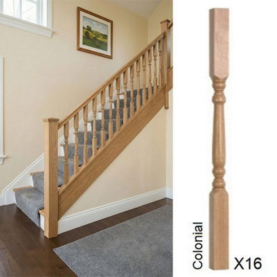 Oak Spindle Colonial 55mm x 55mm x 900mm - 16 Pack UK Manufactured ...
